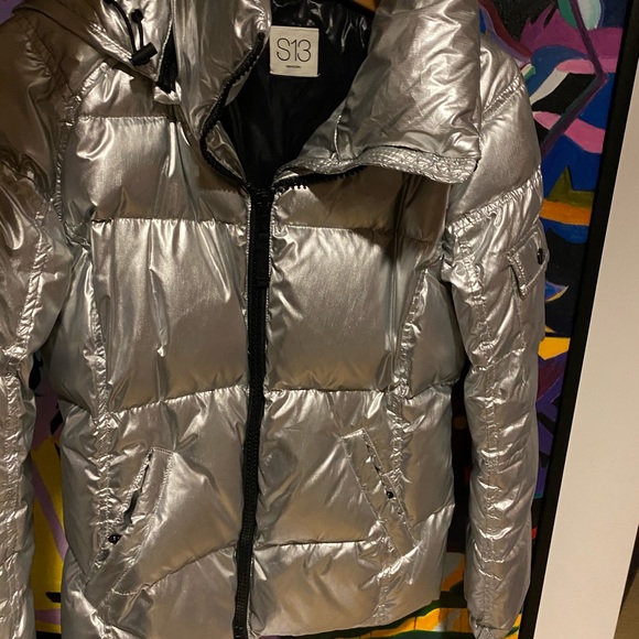 S13 | Jackets & Coats | S3 Silver Metallic Down Puffer Jacket Size S ...